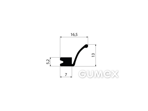 Geformtes Gummiprofil, 13x16,5mm, 2-Ströme, 70°ShA, EPDM, ISO 3302-1 E2 ...
